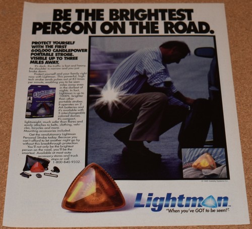 1995 Print Ad Be the Brightest person on the road Lightman emergency ...