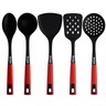 Bergner Set 4 Red & Black Nylon Kitchen Utensils Ladle Spoon Slotted ...