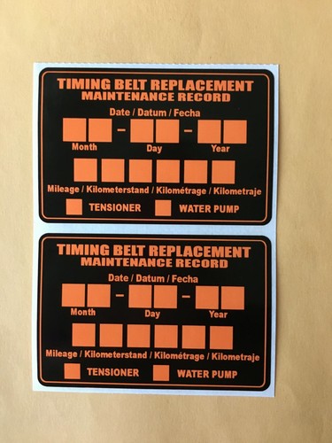 (Qty 50) TIMING BELT STICKERS REPLACEMENT GLOSS POLYESTER LABELS 3" X 2 ...