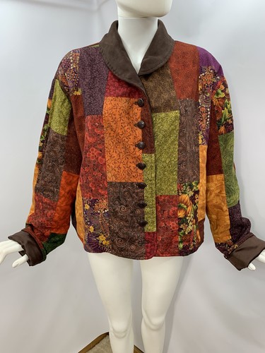 OOAK Patchwork Fall Autumn Jacket Lined Sz like XL | eBay
