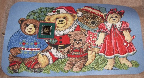 Springmaid Wamsutta Blue Christmas Teddy Bears Floor Mat - Brand New ...