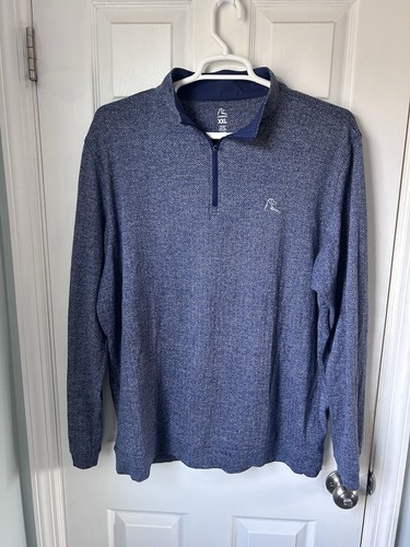 Rhoback Quarter Zip Pullover Mens 2XL XXL Blue Herringbone Golf ...