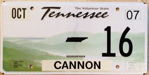 Tennessee License Plate - Genuine Rare Low Number 16 from Cannon County ...