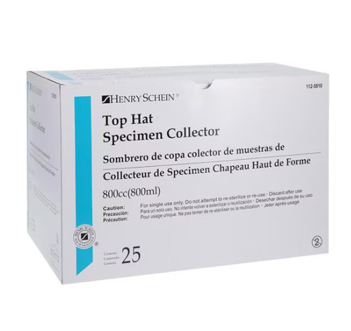 Top Hat Specimen Collector White No Lid - for urine, stool; Box of 25 ...