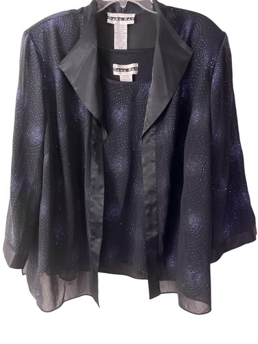 Dana Kay 2-Pc Jacket Tank 24W Blue Sparkley Swirl Holiday Cocktail ...