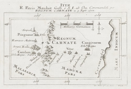 India Indien Carnatic region Inde carte map Karte Stöcklein engraving ...