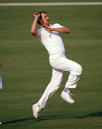 Kevin Saxelby bowling for Nottinghamshire at Trent Bridge, N- Old ...