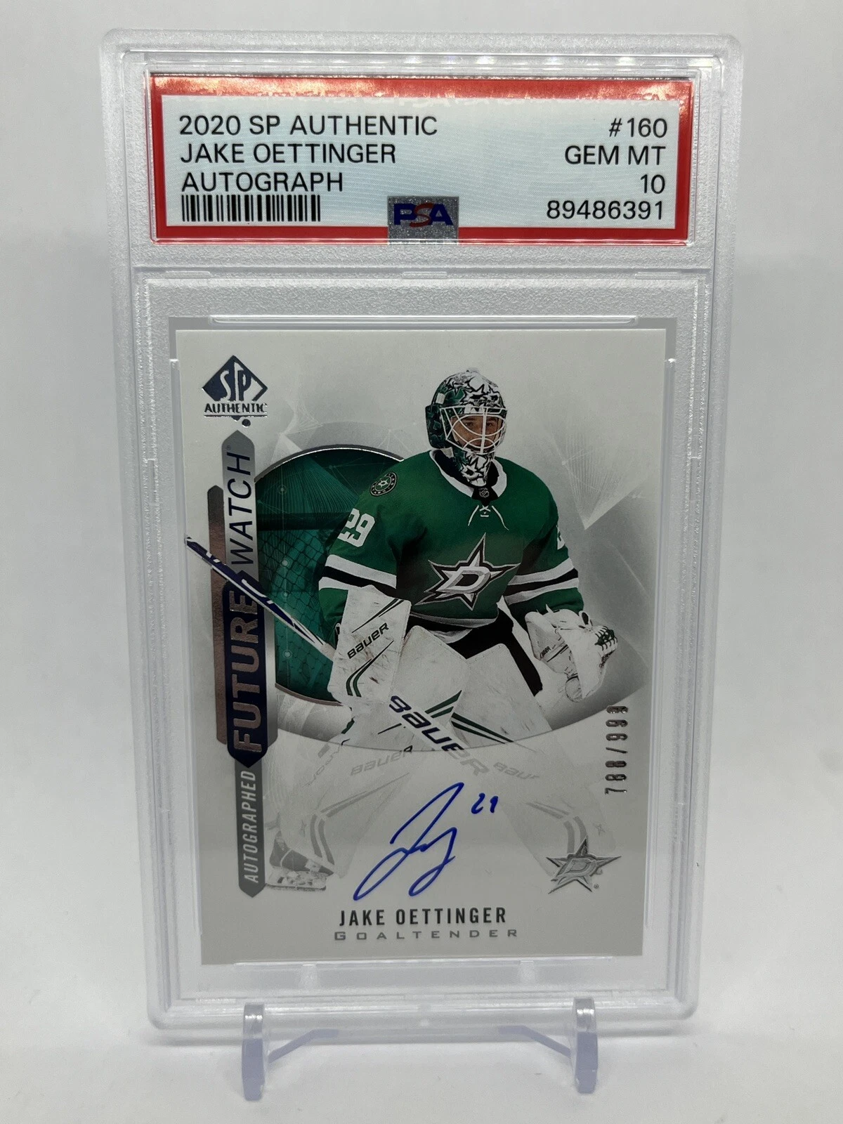 Jake Oettinger 2020 SP Authentic #160 Future Watch Auto /999 PSA 10 ...