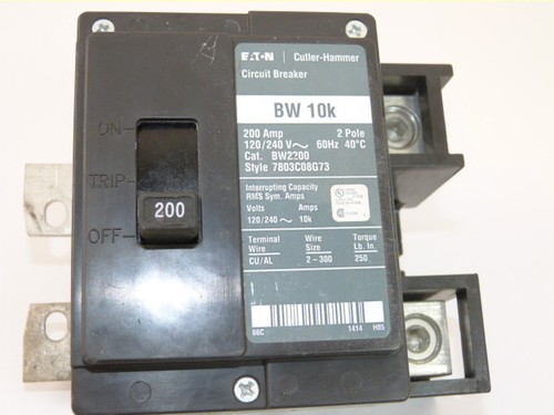 Cutler Hammer Eaton BW2200 2p 200a 120/240v Circuit Breaker Used 1-yr ...
