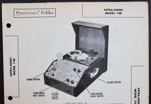 ASTRA-SONIC MODEL 748 PHONOGRAPH RADIO WIRE RECORDER PHOTOFACT | eBay