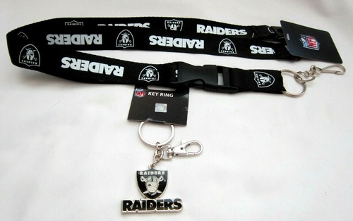 Las Vegas Raiders Blackout Lettering Lanyard + Raiders Metal Emblem ...