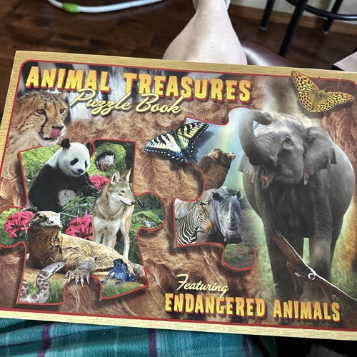 Animal Treasures Large Puzzle Book Endangered Animals Tigers Monkeys ...