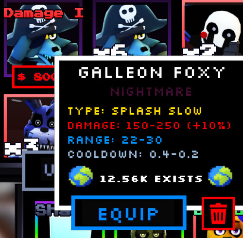 FIVE NIGHTS TD Roblox Galleon Foxy Unit Easy Delivery | eBay