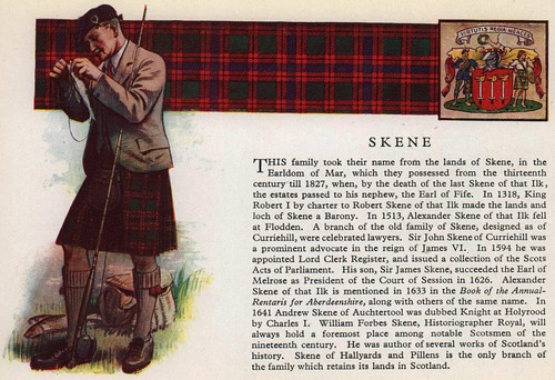 Skene. Scotland Scottish clans tartans arms 1957 old vintage print ...