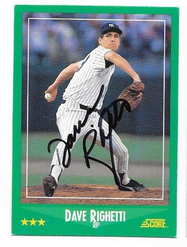 DAVE RIGHETTI 1988 SCORE AUTOGRAPHED SIGNED # 351 YANKEES | eBay