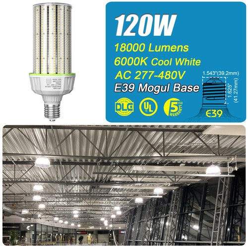 LED Corn Cob Light Bulb 120W 277-480V E39 Mogul Base Utility High Bay ...