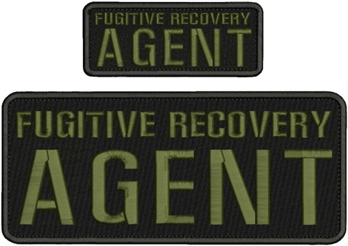 2 Fugitive Recovery Agent EMB Patches 10X4 And 5x2 Velcr@ On Back Olive ...