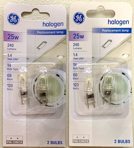 Lot of 2 - General Electric 25-Watt T4 Quartz Halogen Light Bulbs ...