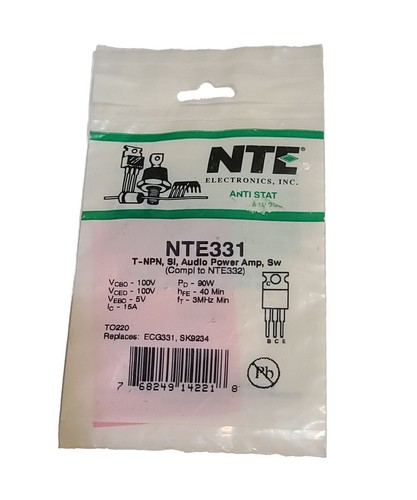 NTE331 T-NPN SI AUDIO POWER AMPLIFIER TRANSISTOR ECG331 | eBay