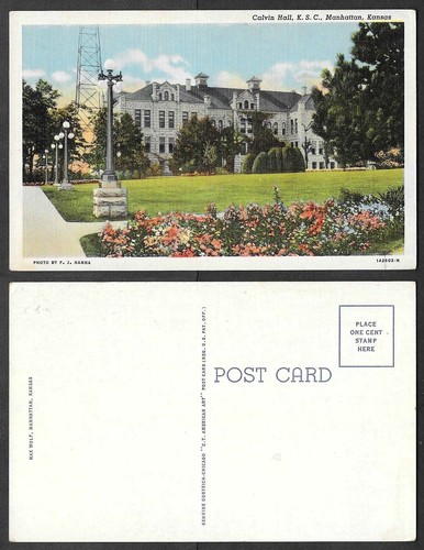 Old Kansas State College Postcard - Manhattan - Calvin Hall | eBay