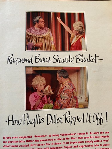 Raymond Burr, Ironside, Perry Mason, Phyllis Diller, Two Page Vintage ...