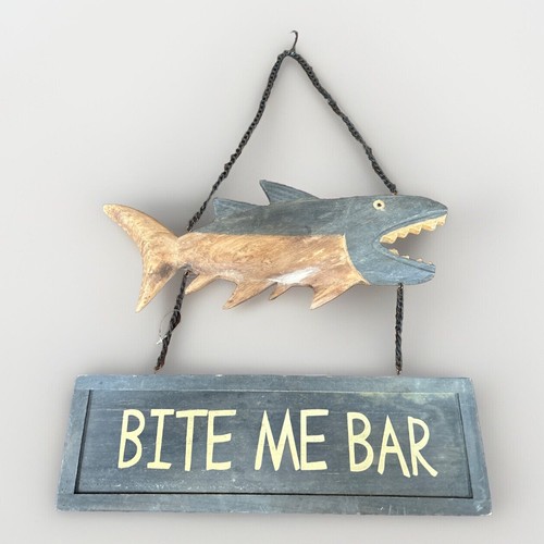 Bite Me Bar Wooden Hanging Wall Sign Restaurant Bar Beach Decor | eBay