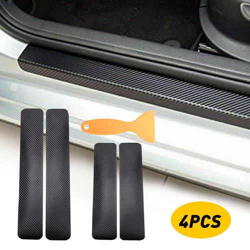 4Pcs Carbon Fiber Sticker 5D Universal Car Door Sill Protector Door ...