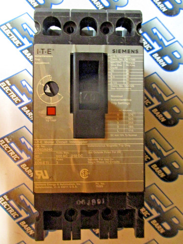 Siemens ED63A040, 40 Amp, 600 Volt, 3 Pole, Motor Circuit Interrupter ...