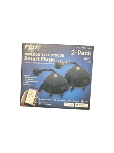 Feit Electric Triple Outlet Outdoor Smart Plugs Alexa & Google ...