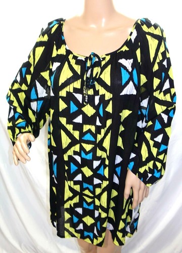 Ruby Rd. Women Plus 1x 2x 3x Green Teal Black Elegant Tunic Top Blouse ...