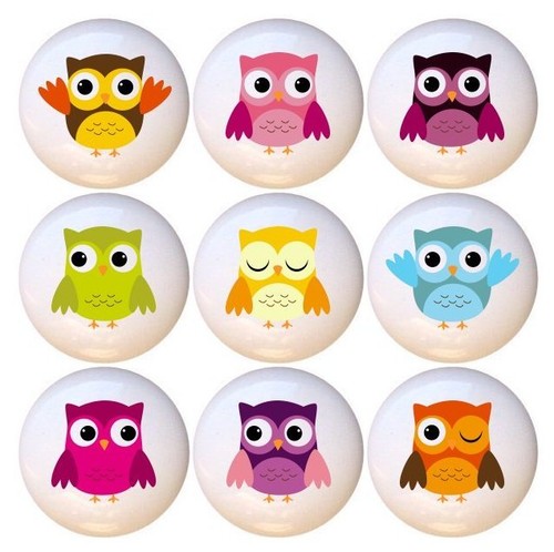 Set of 9 Owls by PP Hoot Owl CERAMIC Drawer Pulls Dresser Drawer ...