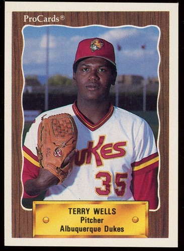 1990 ProCards Albuquerque Dukes TERRY WELLS RC DODGERS INDIANS WHITE ...