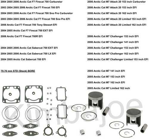 2003 2004 2005 2006 Arctic Cat F7 Firecat 700 M7 & Listed Piston Kits ...