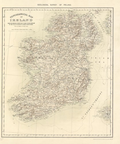 Topographical map of Ireland from the Ordnance Survey Map 56x47cm 1928 ...