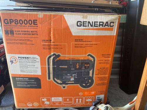Generac GP8000E 8000W Electric Start Portable Generator Power Rush ...