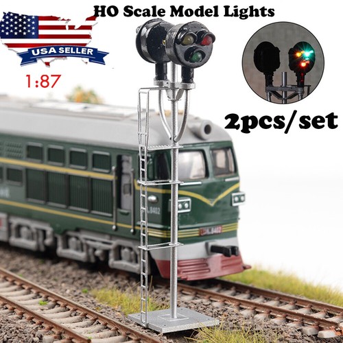 2PC HO Scale Model Tri-Lights Block Signal Fine Made Metal 2 Opposite ...