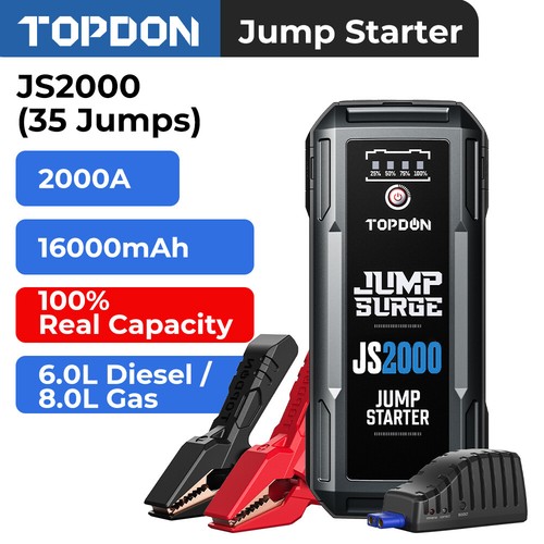 TOPDON JS2000 Car Jump Starter Pack Booster Battery Charger Power Bank ...