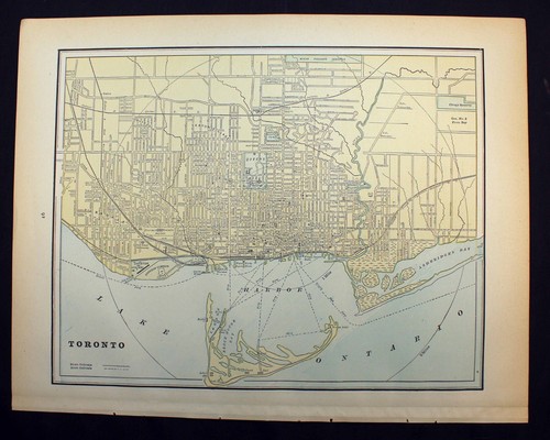 1889 City of Toronto Canada and Yellowstone National Park Antique Map ...