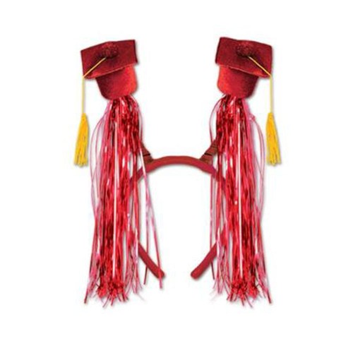 Grad Caps w/Fringe Boppers (red) Party Accessory 1 head piece | eBay