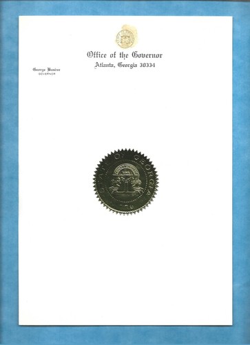 Georgia Governer George Busbee 1977-1983 Stationery Embossed State Seal ...