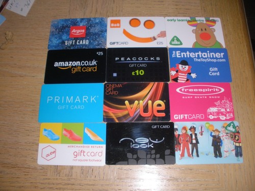 UK Miscellaneous #1 12 different new and used collectible gift cards ...