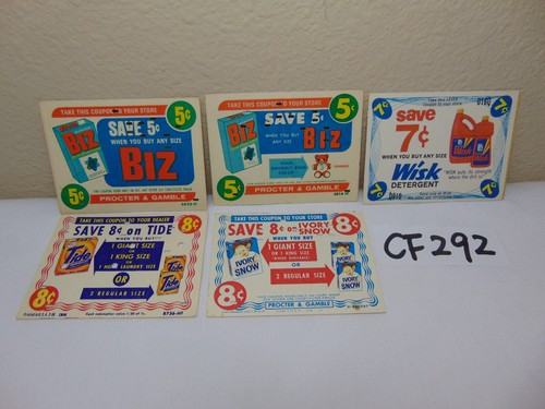 5 VINTAGE PROCTOR & GAMBLE COUPONS KEY PUNCH 1960'S LOT BIZ TIDE IVORY ...
