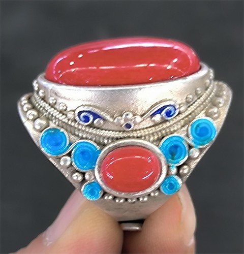 1" Old Chinese Miao nationality Red Jade butterfly Ring | eBay