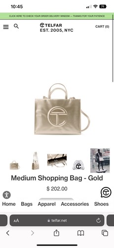 Telfar GOLD MEDIUM Vegan Leather shopping bag/New | eBay