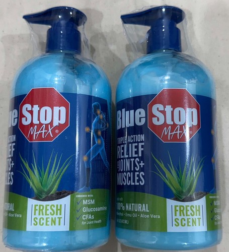 2X Blue Stop Max Muscle & Joint Relief Gel for Body Aches 16 fl. oz New ...
