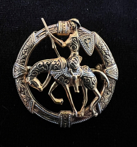 Vintage Crusader Pin~Brooch w/ Horse! Knights Templar Sword Shield ...