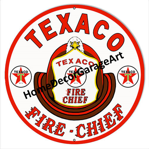 Texaco Fire Chief Motor Oil & Gas Round Metal Sign, Garage Art HDGA | eBay