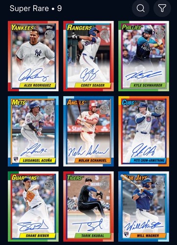 Topps Bunt 2025 1990 S2 Signature Lot Of 9 w/Skubal - SR -DIGITAL CARDS ...