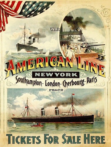 Vintage American Line Ships Poster Reproduction Metal Sign FREE ...
