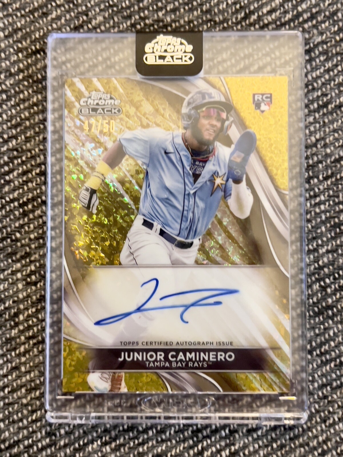 Junior Caminero 2024 Topps Chrome Black #CBA-JCA Autographs - Gold Mini ...